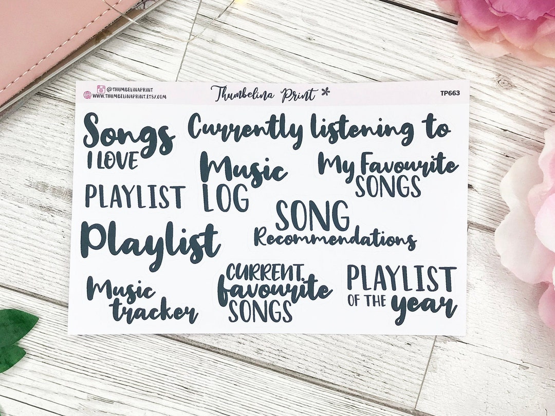 Playlist Header and Title Planner Stickers | Decorative & Functional ...