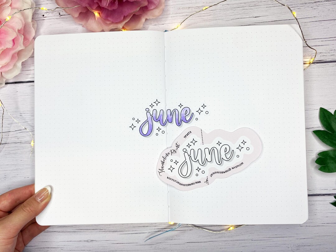 Horizontal Cursive 'june' Script Title Planner Sticker | Decorative ...