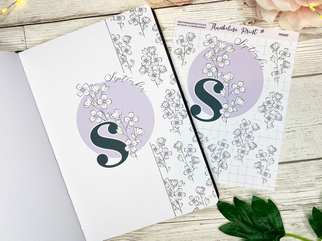 September Circle Floral Title Page Planner Stickers | Decorative ...