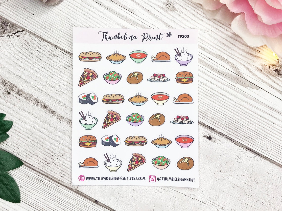 Dinner Food Planner Stickers | Decorative & Functional Planning | Food ...