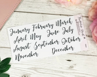 MONTH HEADERS Black and White Block Label Planner Stickers - Etsy