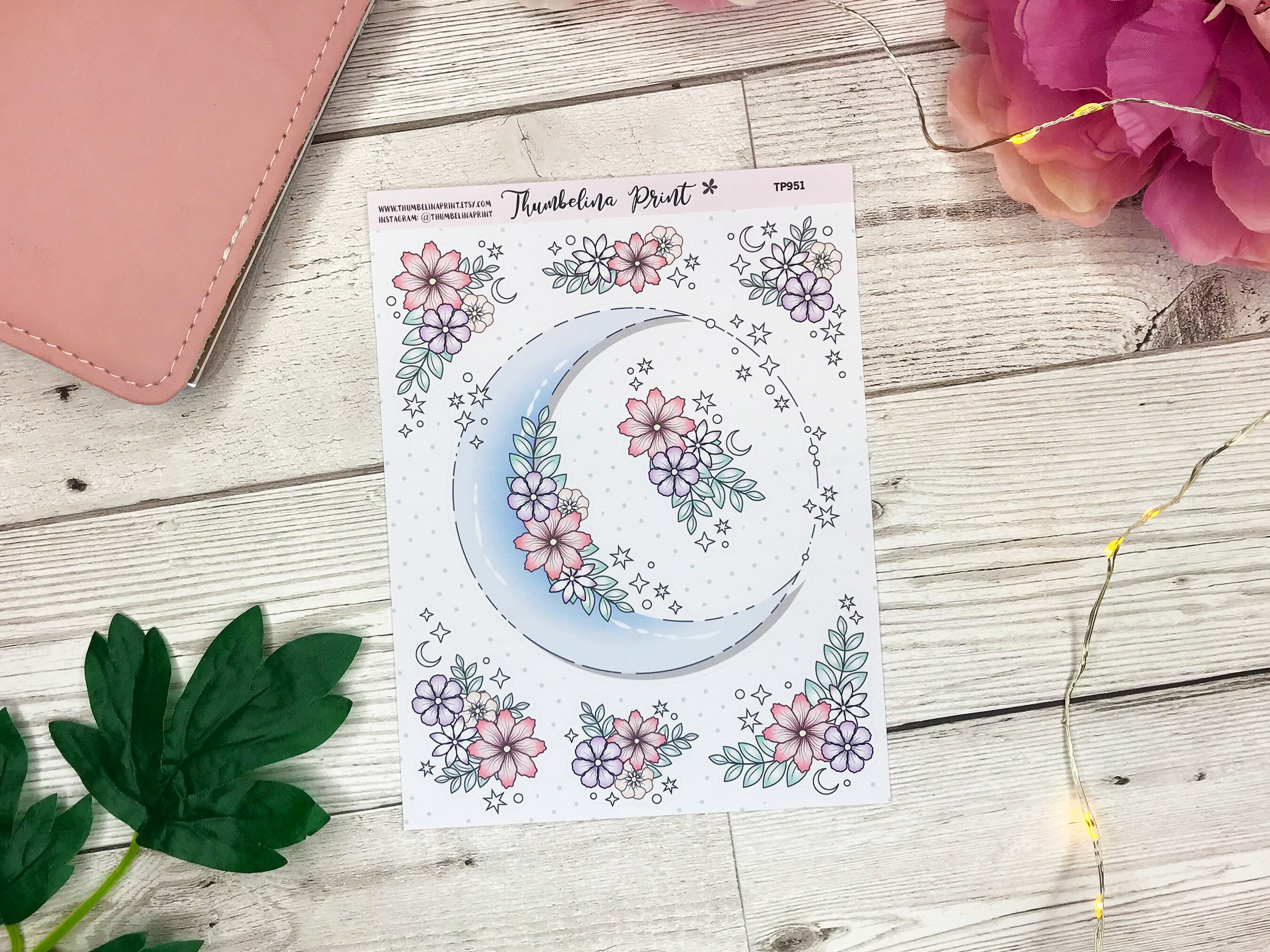 Pastel Blue Floral Moon Title Page | Decorative & Functional Planning ...
