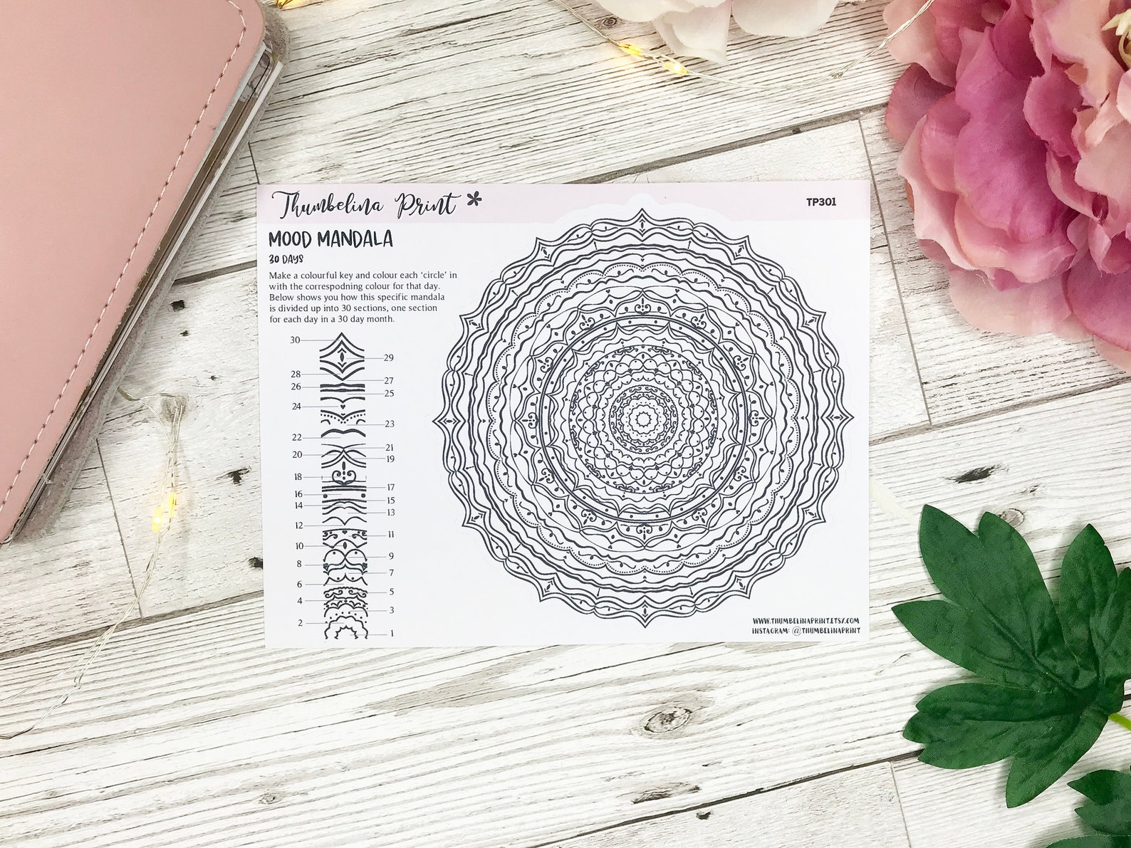 30 Day Mood Mandala Tracker Planner Sticker | Bullet Journal | Notes ...