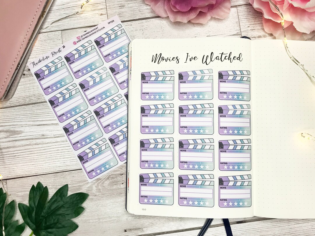 Movie Slate Film Review Stickers in A Lavender and Mint Colour Palette ...