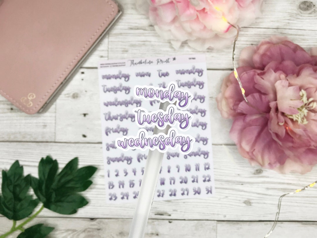 Purple Ombre Weekday Script Planner Stickers | Decorative & Functional ...