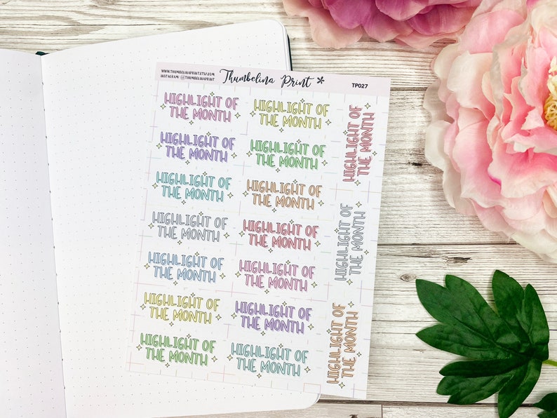 Highlight of the Month Pastel Script Stickers | Decorative & Functional ...