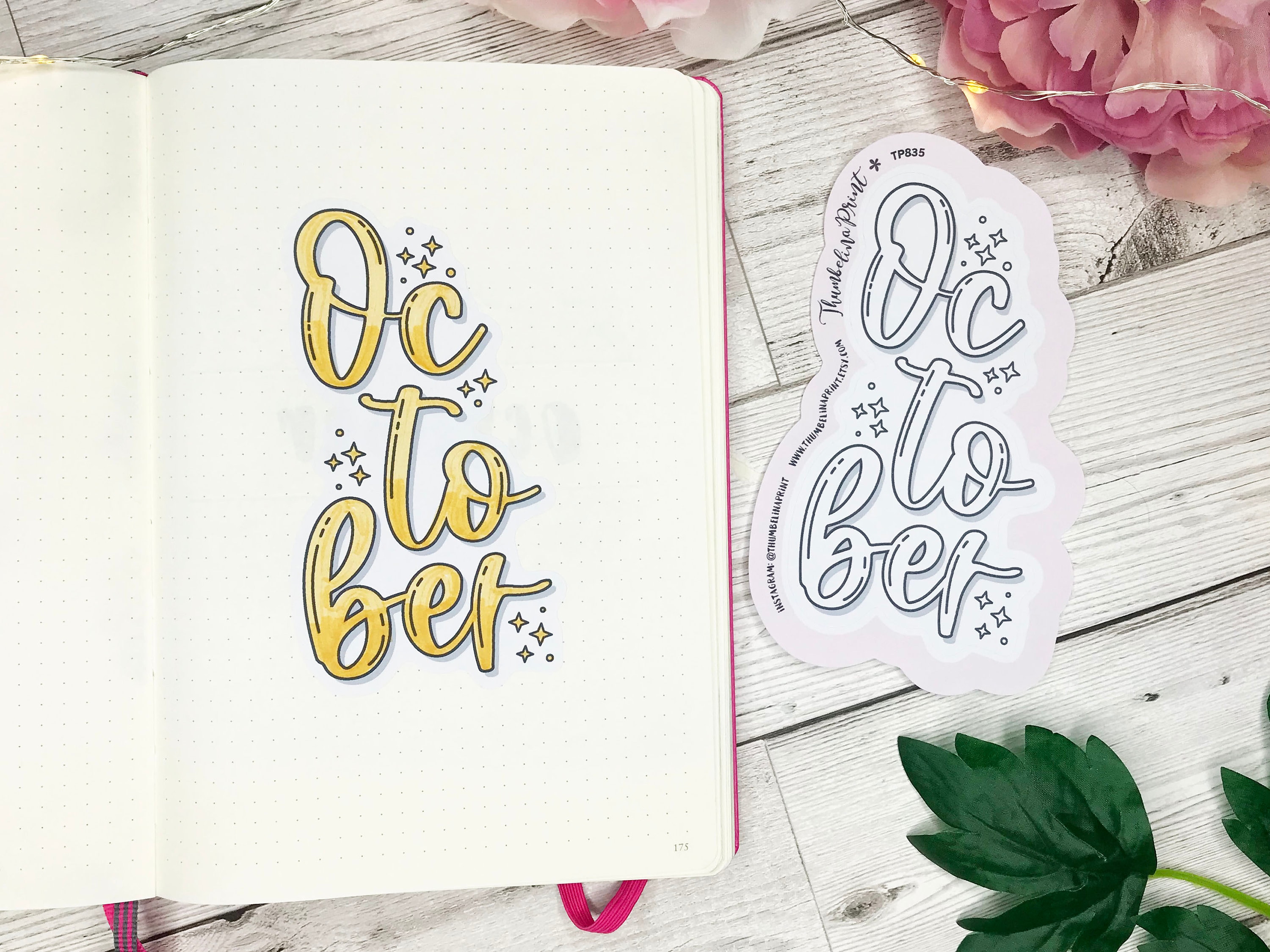 Stacked 'october' Script Title Planner Stickers | Etsy