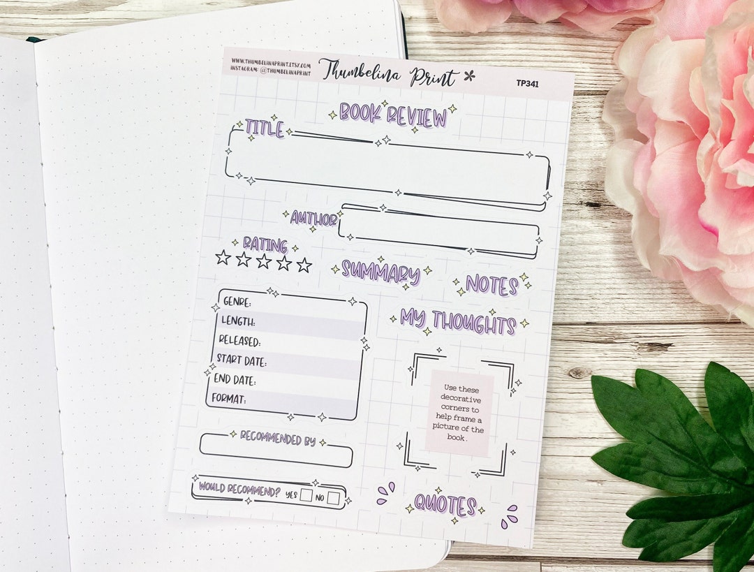 Purple Book Review Sticker Kit Sheet | Decorative & Functional Planning ...