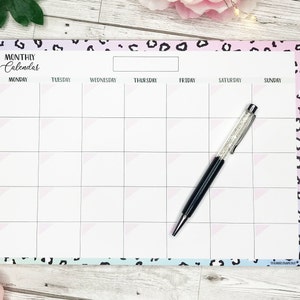 Monthly Calendar Desktop Notepad Desktop Monthly Planner Leopard Print ...