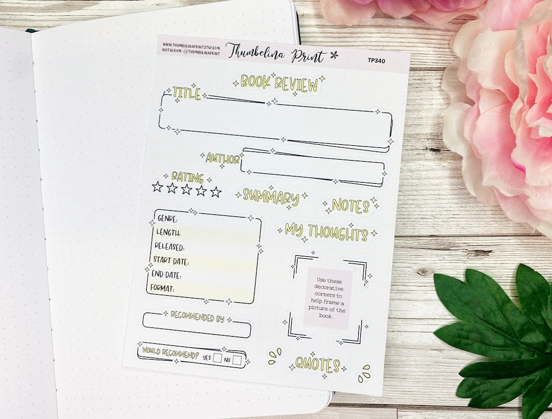 Yellow Book Review Sticker Kit Sheet | Decorative & Functional Planning ...