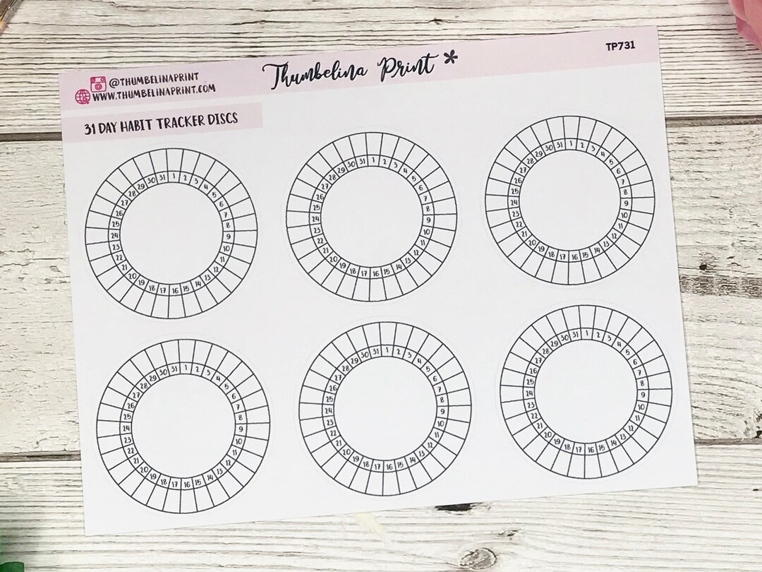 31 Day Circle Habit/mood Trackers Decorative & Functional - Etsy