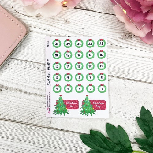 Christmas Countdown Planner Stickers Decorative & Functional | Etsy