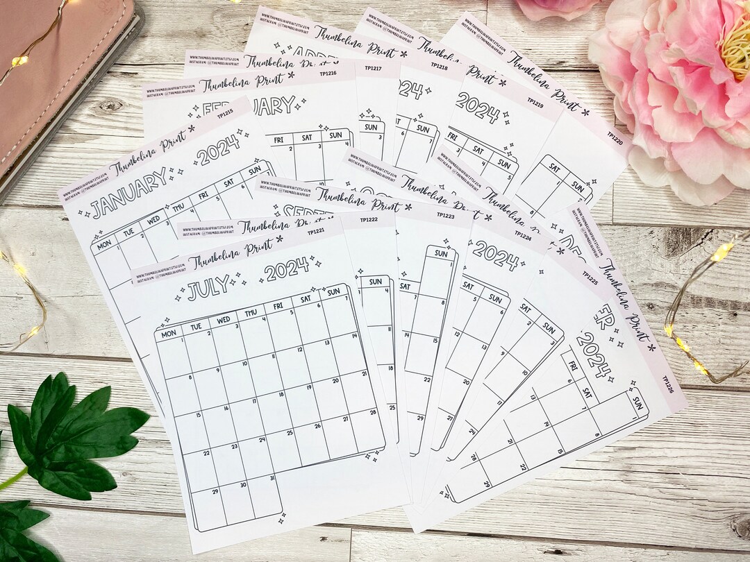 2024 Portrait Calendar Planner Sticker Bundle Decorative & Functional ...
