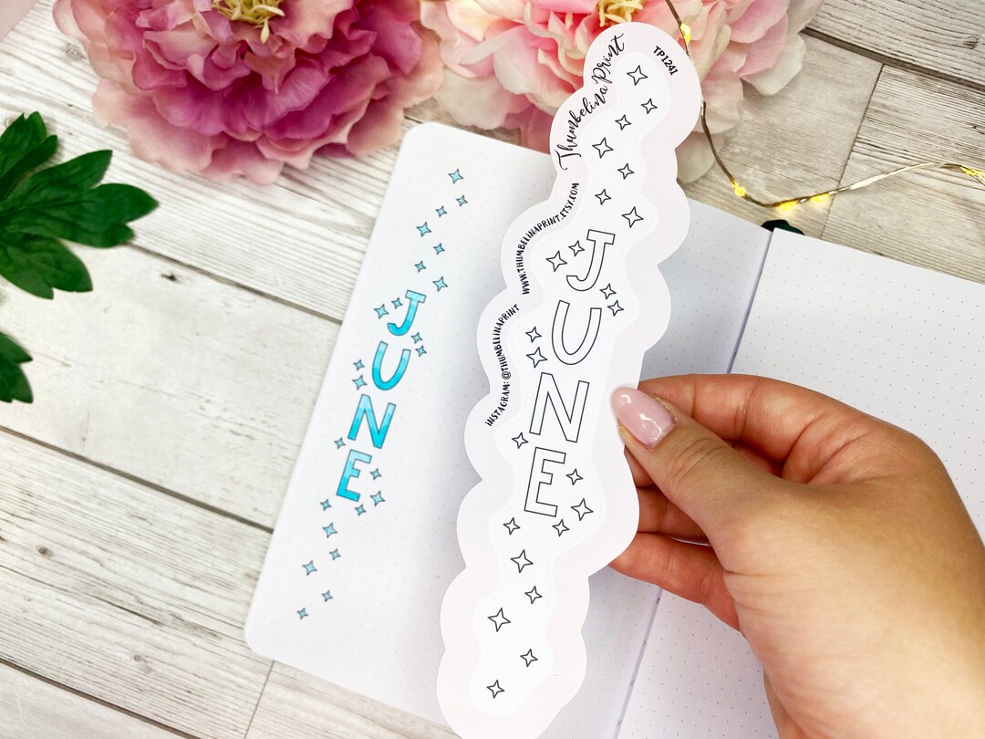 Vertical 'june' Script Title Planner Stickers | Decorative & Functional ...