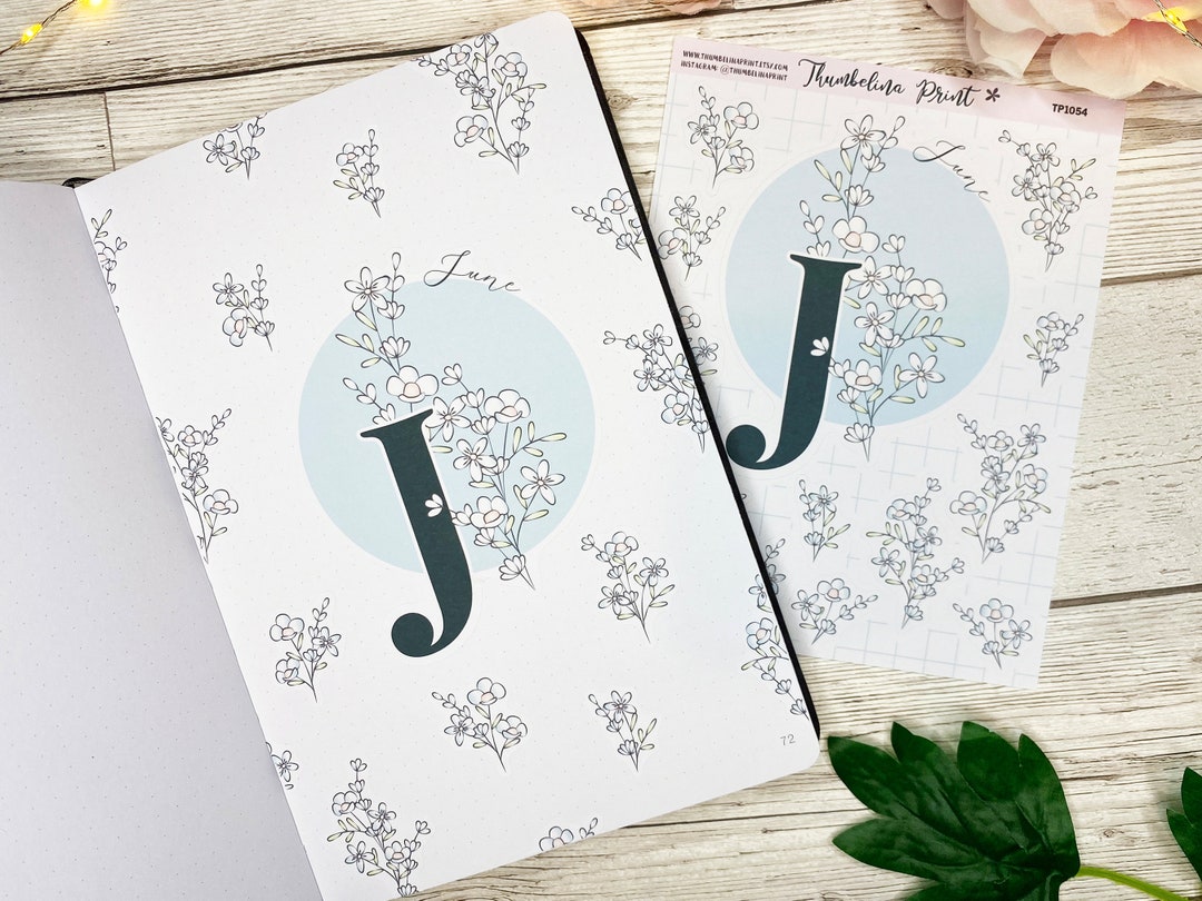 June Circle Floral Title Page Planner Stickers | Decorative ...