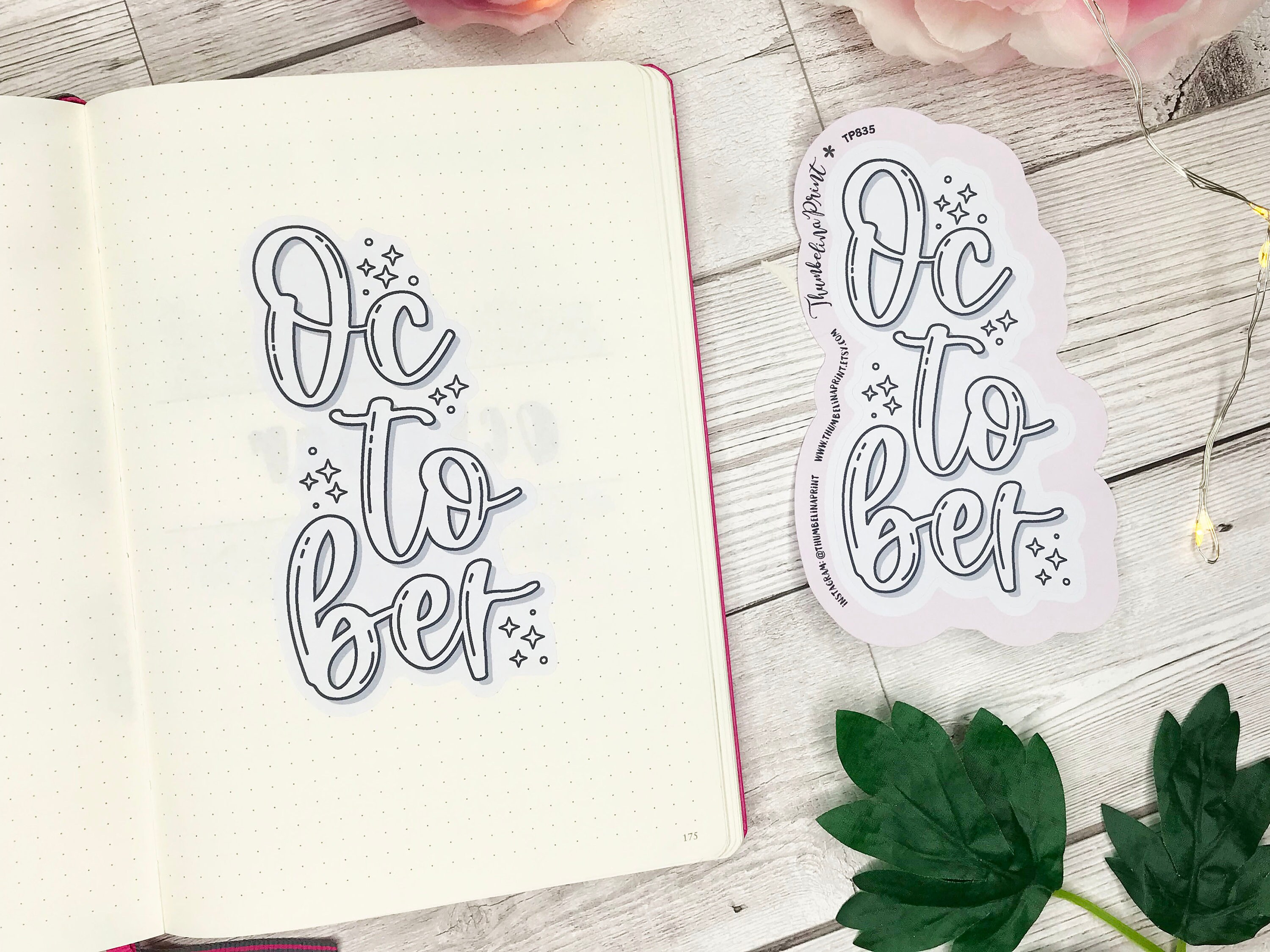 Stacked 'october' Script Title Planner Stickers | Etsy