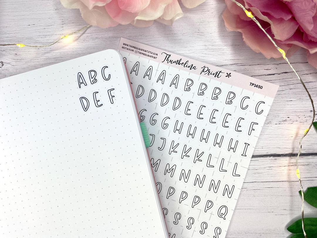 Black and White Alphabet Journal Stickers | Decorative & Functional ...