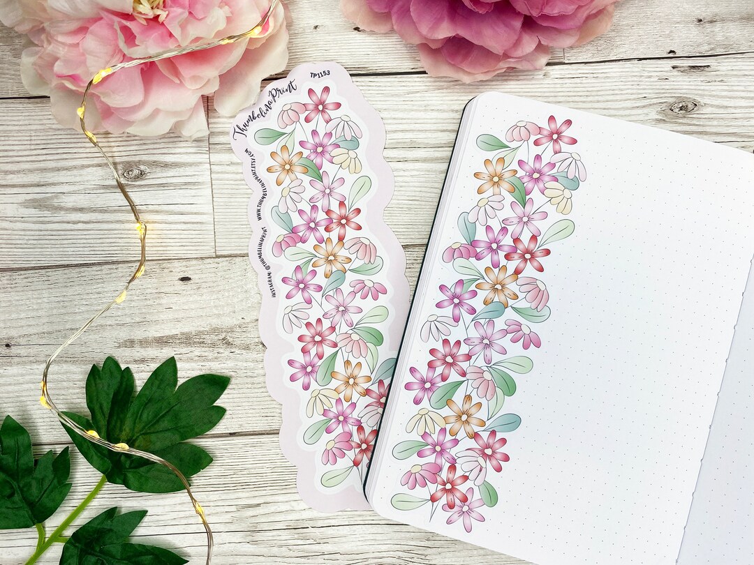Flowerful Vertical Page Runner Floral Sticker | Decorative & Functional ...