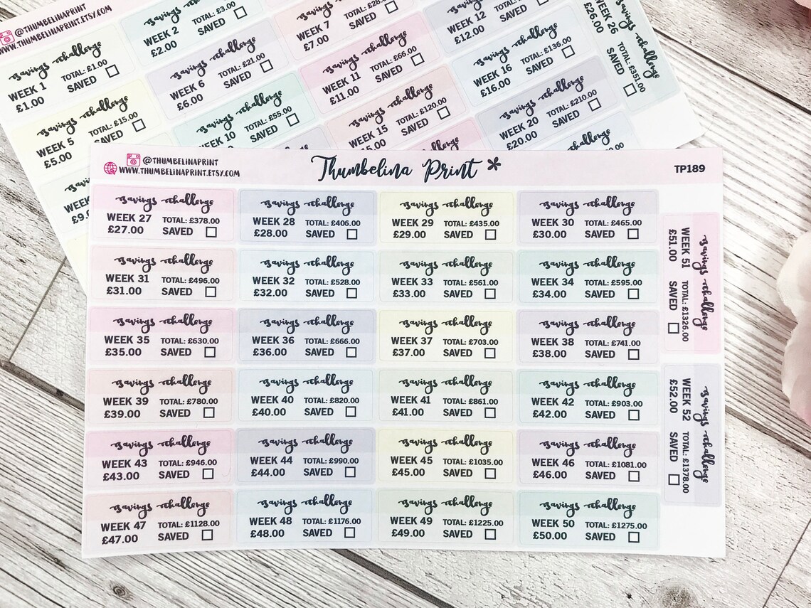 Money Saving Challenge Stickers for Decorative and Functional | Etsy