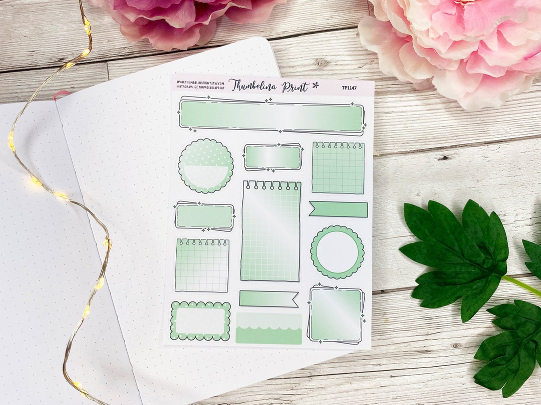 Green Mixed Functional Boxes Planner Stickers Decorative & Functional ...