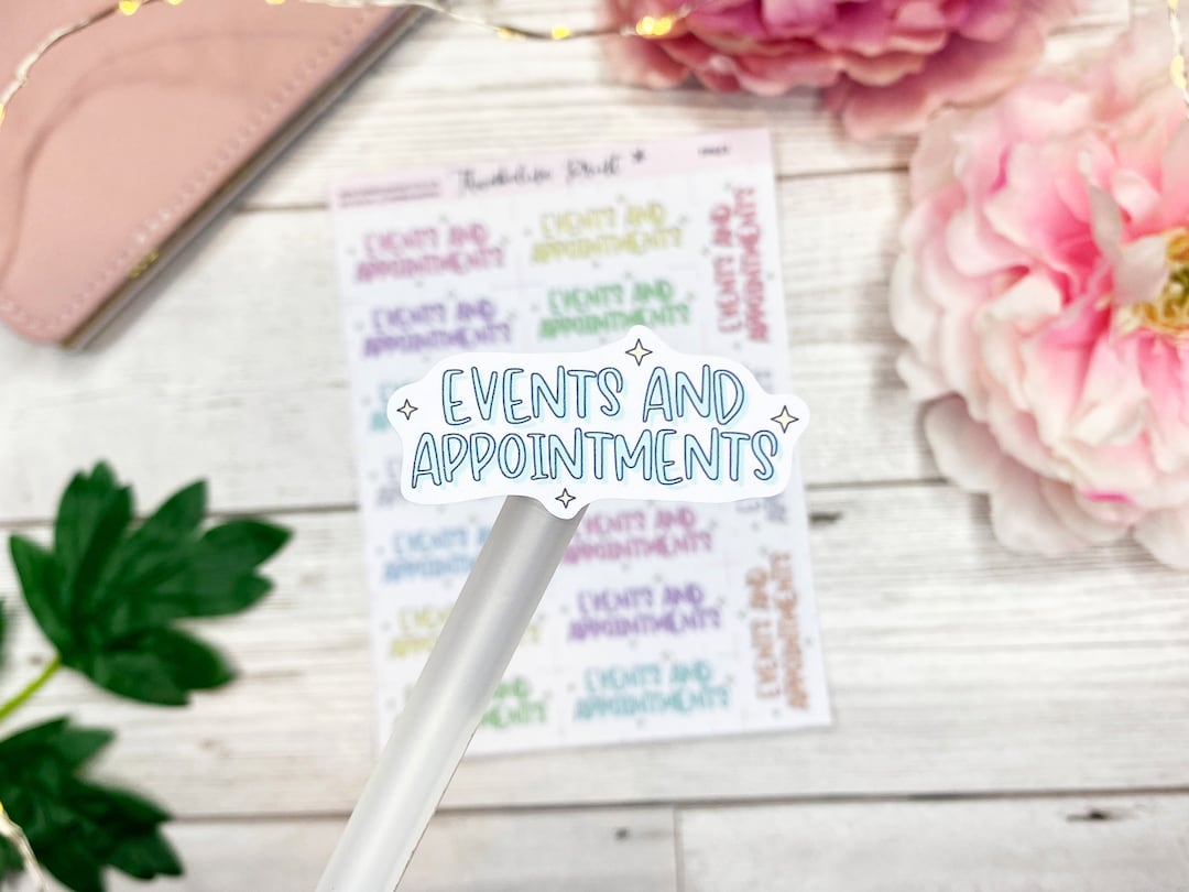 Events and Appointments Pastel Script Stickers | Decorative & Functional Planning | Journal ...