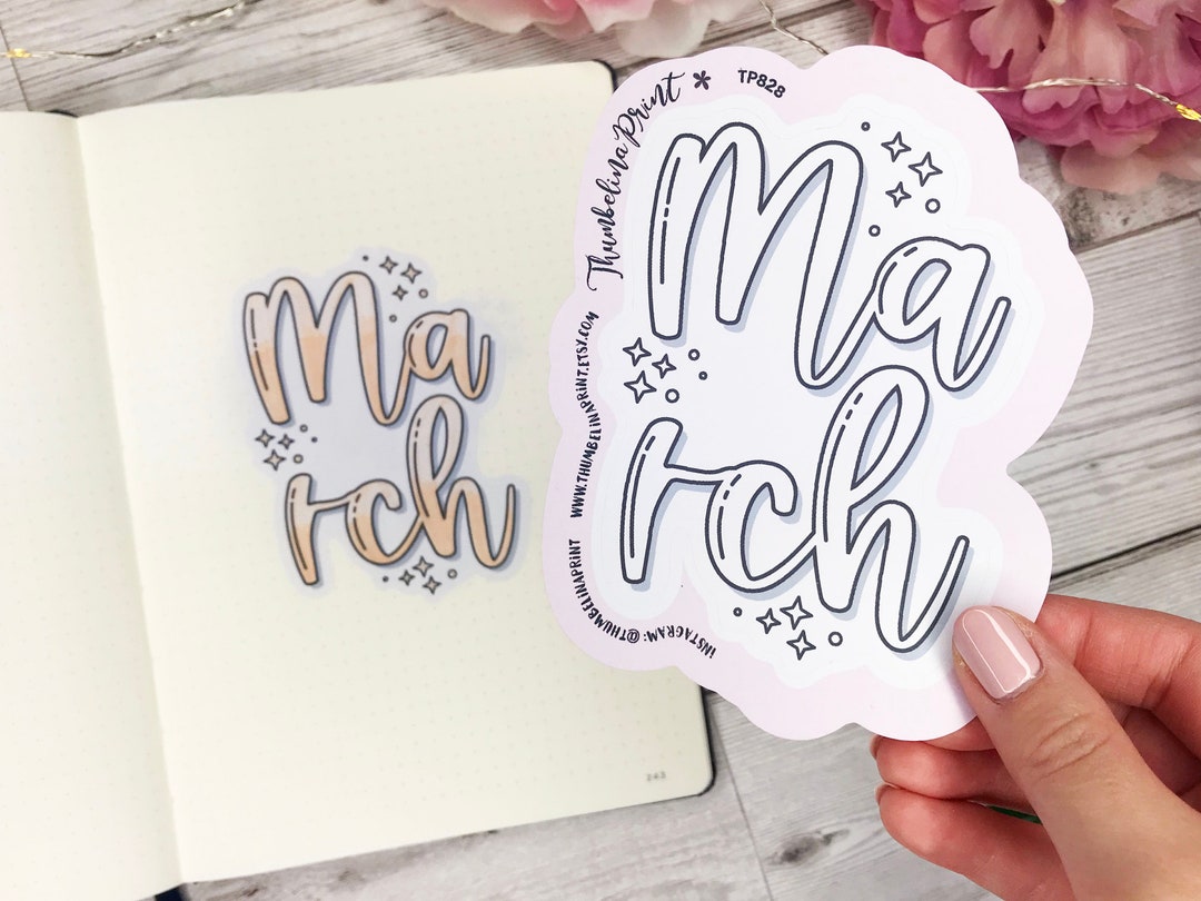 Stacked 'march' Script Title Planner Stickers Decorative & Functional ...