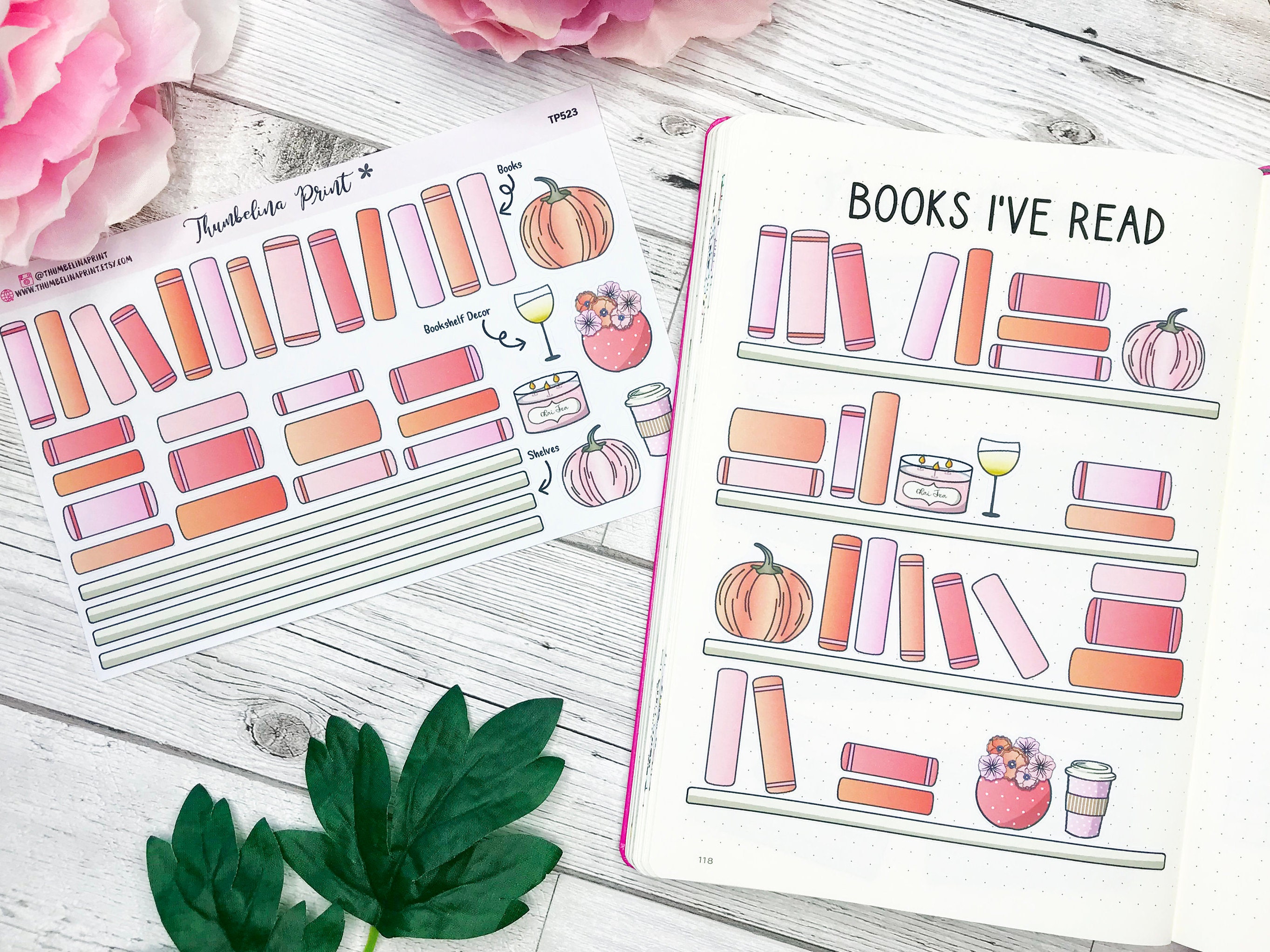 Build A Bookshelf Reading Tracker Stickers in an Autumn/fall Colour ...