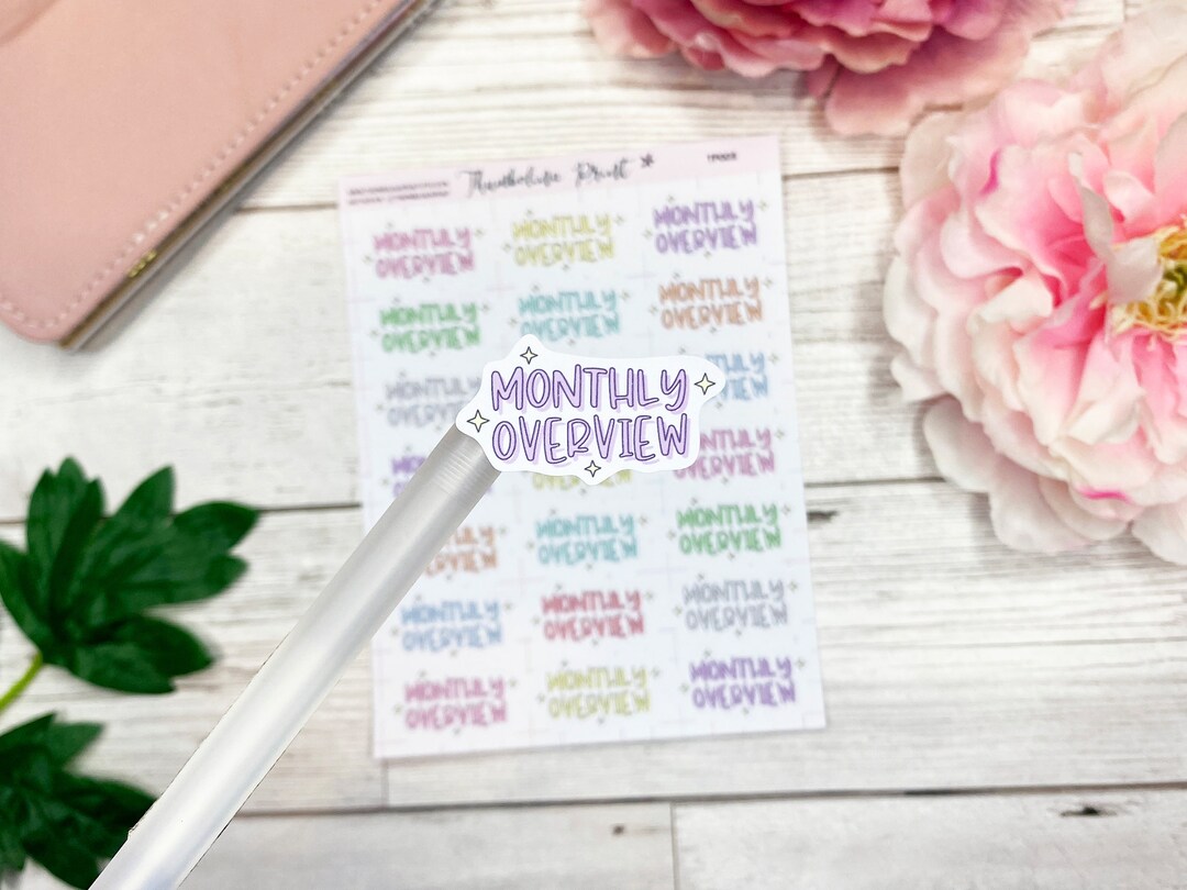 Monthly Overview Pastel Script Stickers | Decorative & Functional ...