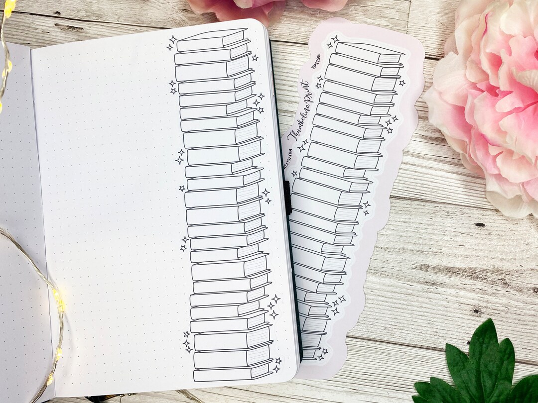 Black and White Book Stack Vertical Page Runner Sticker | Decorative ...