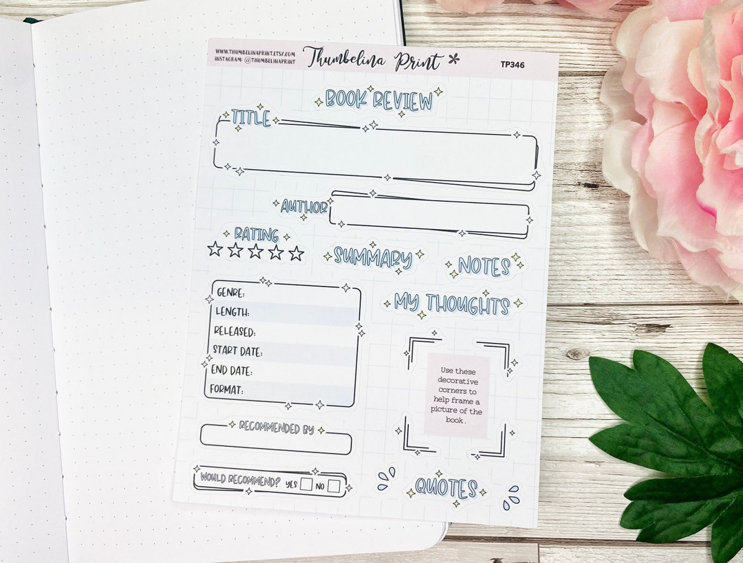Sky Blue Book Review Sticker Kit Sheet | Decorative & Functional ...