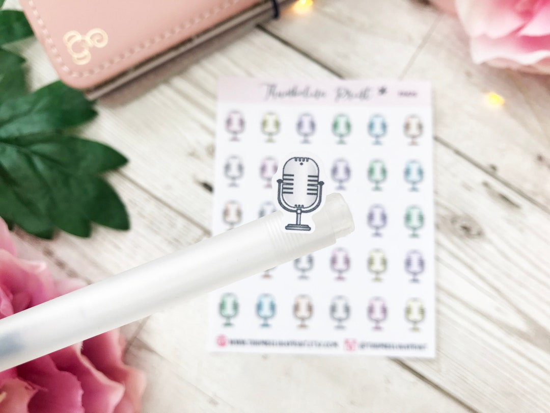 Podcast/microphone Planner Stickers | Decorative & Functional Planning ...