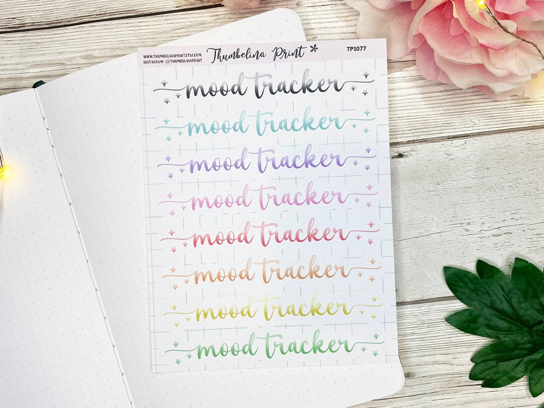 Mood Tracker Rainbow Script Planner Stickers | Decorative & Functional ...
