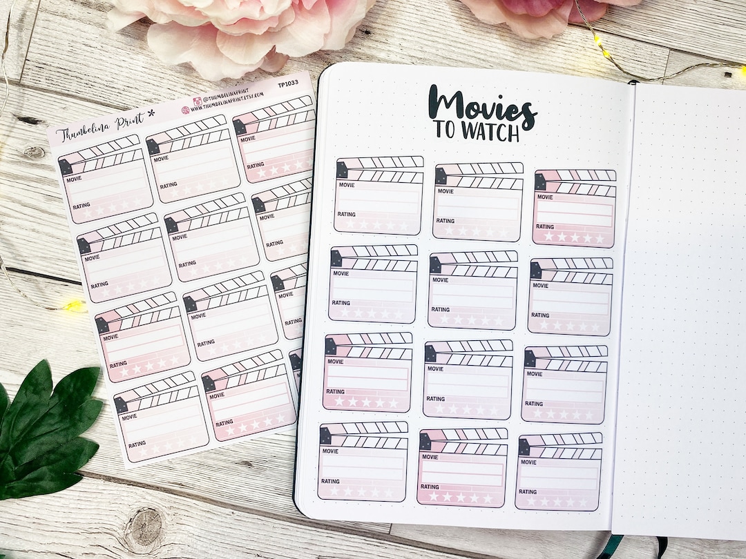 Movie Slate Film Review Stickers in A Dusky Pink Colour Palette ...