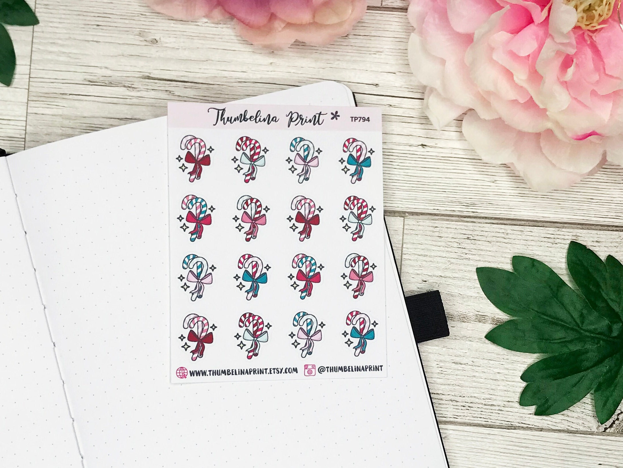 Paper Stickers sheet Gold Christmas Journaling Flower holly Bullet ...