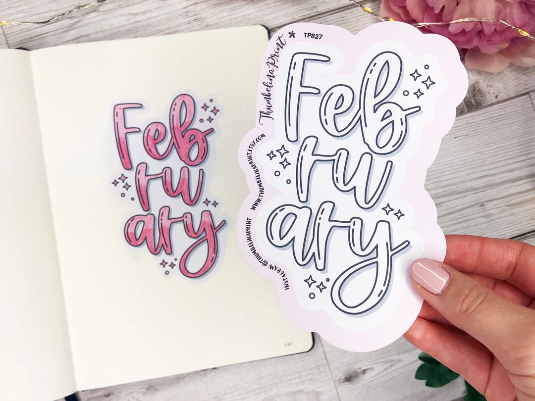 Stacked 'february' Script Title Planner Stickers | Decorative ...