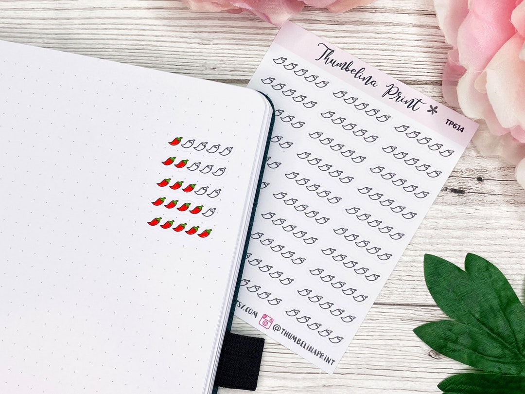 5 Spicy Chilli Pepper Review Planner Stickers | Decorative & Functional ...