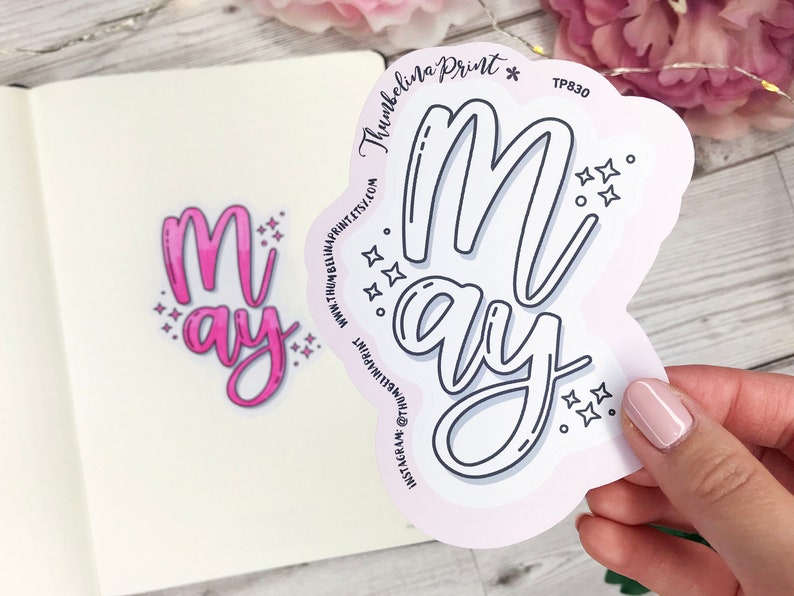 Stacked 'may' Script Title Planner Stickers | Decorative & Functional ...