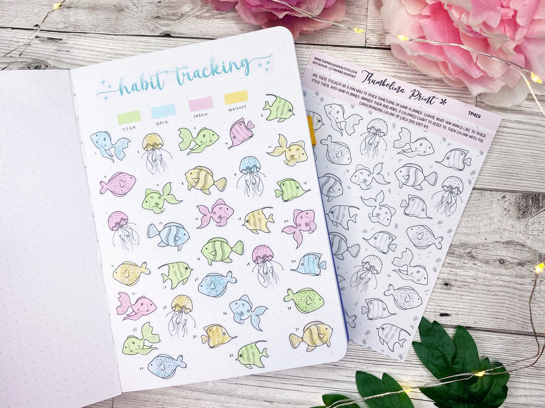 Fish Habit Tracker Sticker | Decorative & Functional Planning | Mood ...