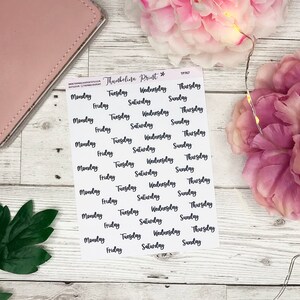 Days of the Week in Cursive Script | Decorative & Functional Planning ...