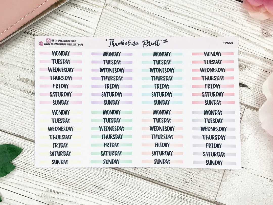 Days of the Week Header Planner Stickers | Decorative & Functional ...