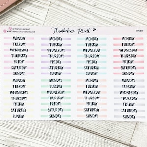 Days of the Week Header Planner Stickers Decorative & Functional ...