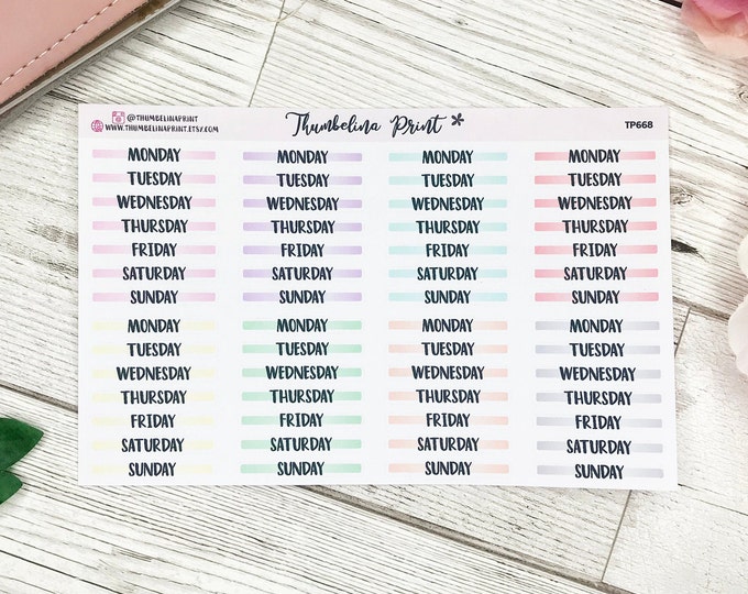 Days of the Week Header Planner Stickers Decorative & Functional ...