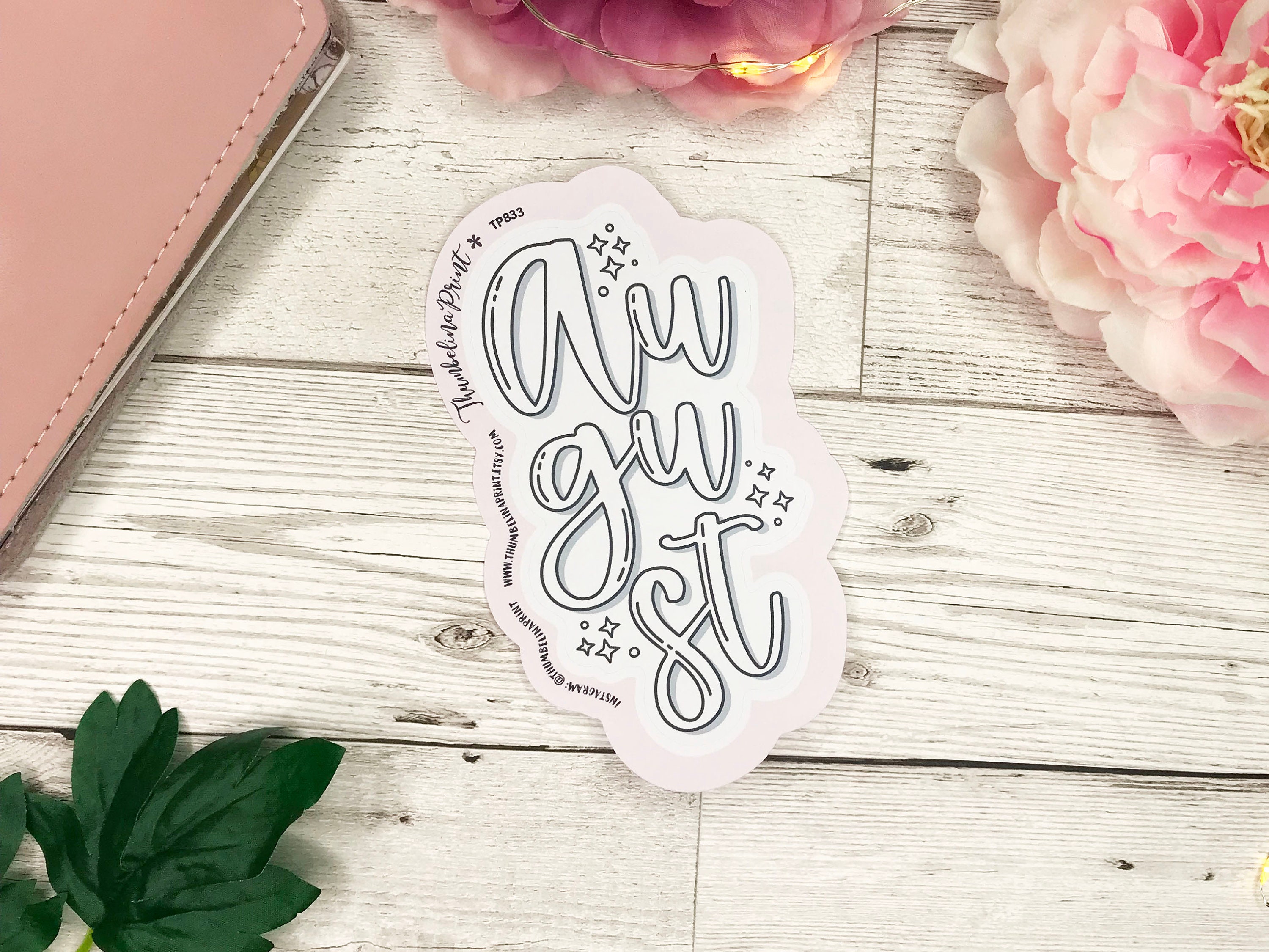 Stacked 'august' Script Title Planner Stickers | Decorative ...