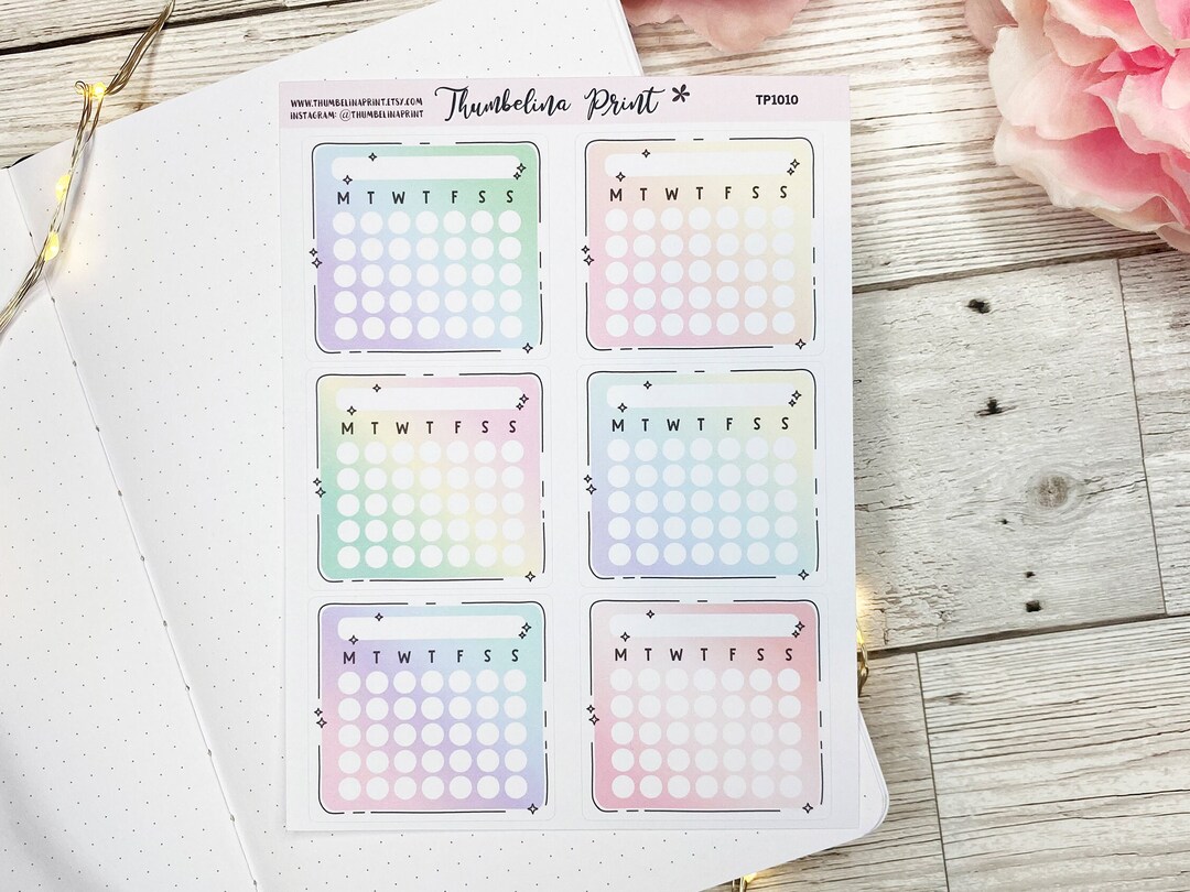 Pastel Gradient Blank Calendar Journal Stickers | Decorative ...