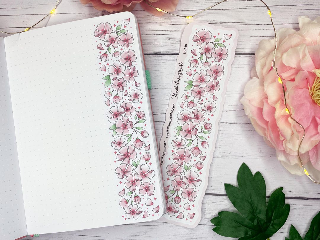 Sakura Vertical Page Runner Sticker | Decorative & Functional Planning ...