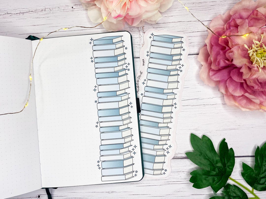 Sky Blue Book Stack Vertical Page Runner Sticker | Decorative ...