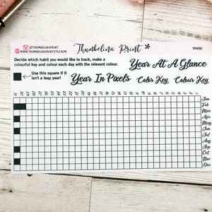 Year in Pixels Planner Stickers Bullet Journal Notes Pages Decorative ...