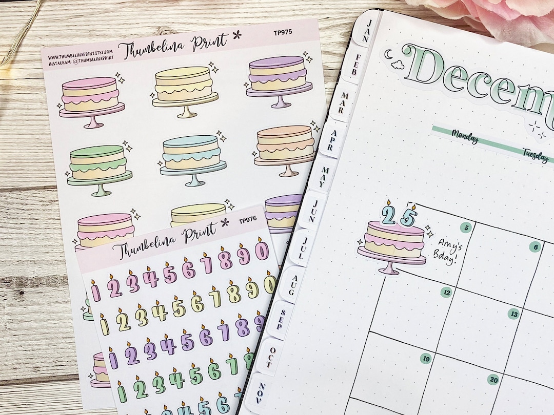 Birthday Cake With Number Candles Sticker Kit | Decorative & Functional ...