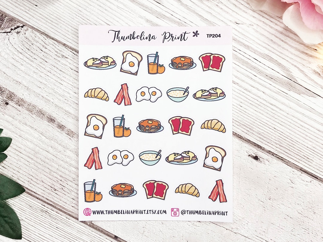 Breakfast Food Planner Stickers | Decorative & Functional Planning ...