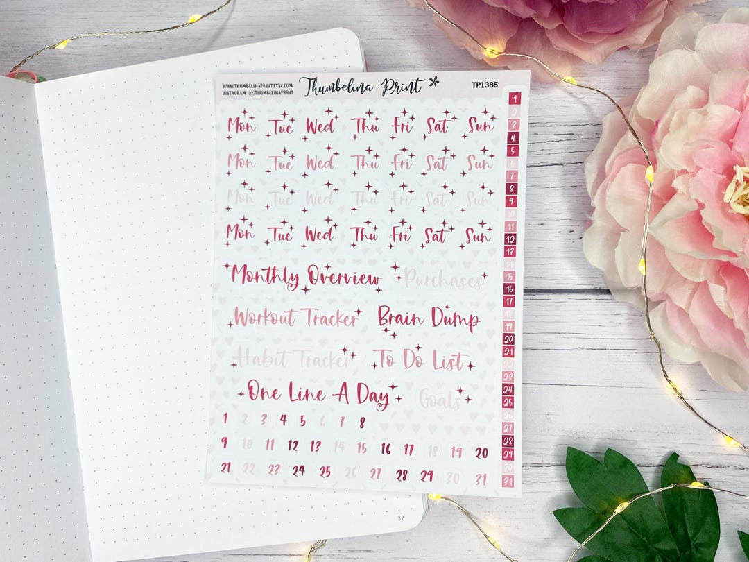 Cherry Crush Script Stickers | Decorative & Functional Planning ...
